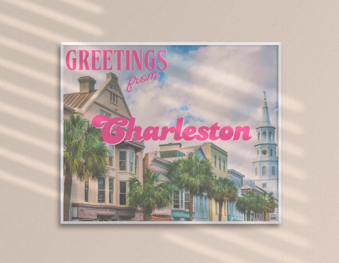 Charleston SC Wall Art Print, Digital Download, Vintage Charleston ...