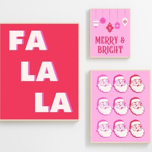 Pink Christmas Wall Art Retro Christmas Prints Pink Christmas Prints ...