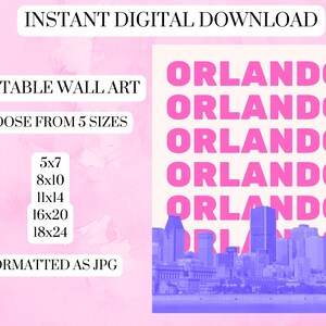Orlando Art Print Orlando Skyline Orlando Wall Art Orlando Poster ...
