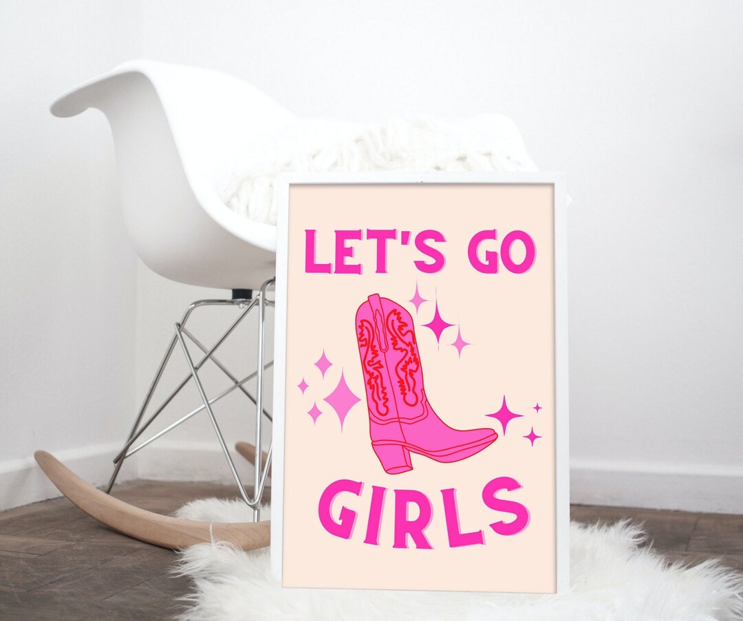 Pink Western Print Pink Cowboy Boots Cowgirl Print Pink Nashville Decor ...