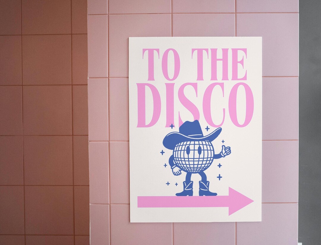 Retro Disco Cowgirl Wall Art, to the Disco Party Print, Fun Disco ...