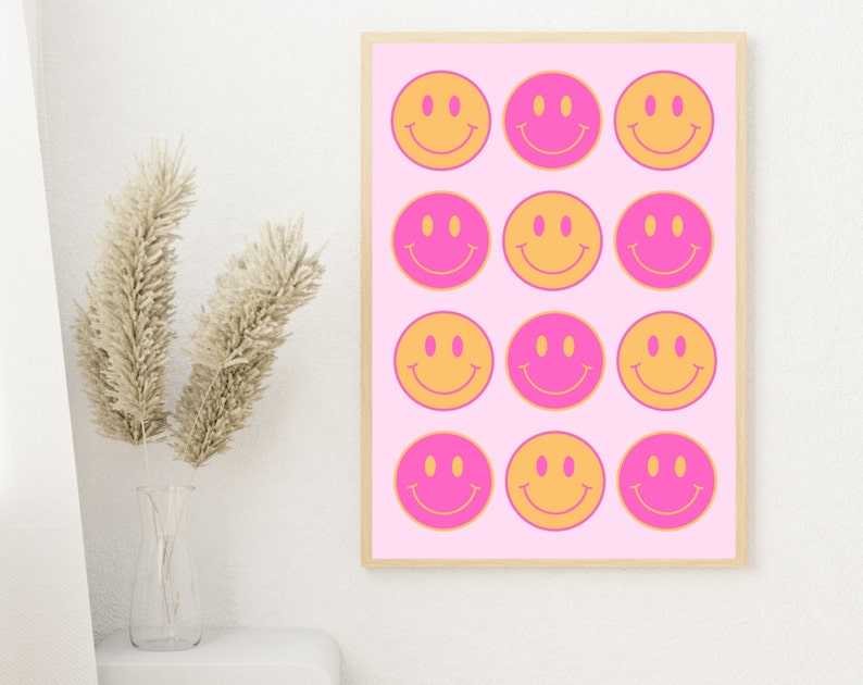 Smiley Face Print Happy Face Wall Art Retro Smiley Face - Etsy
