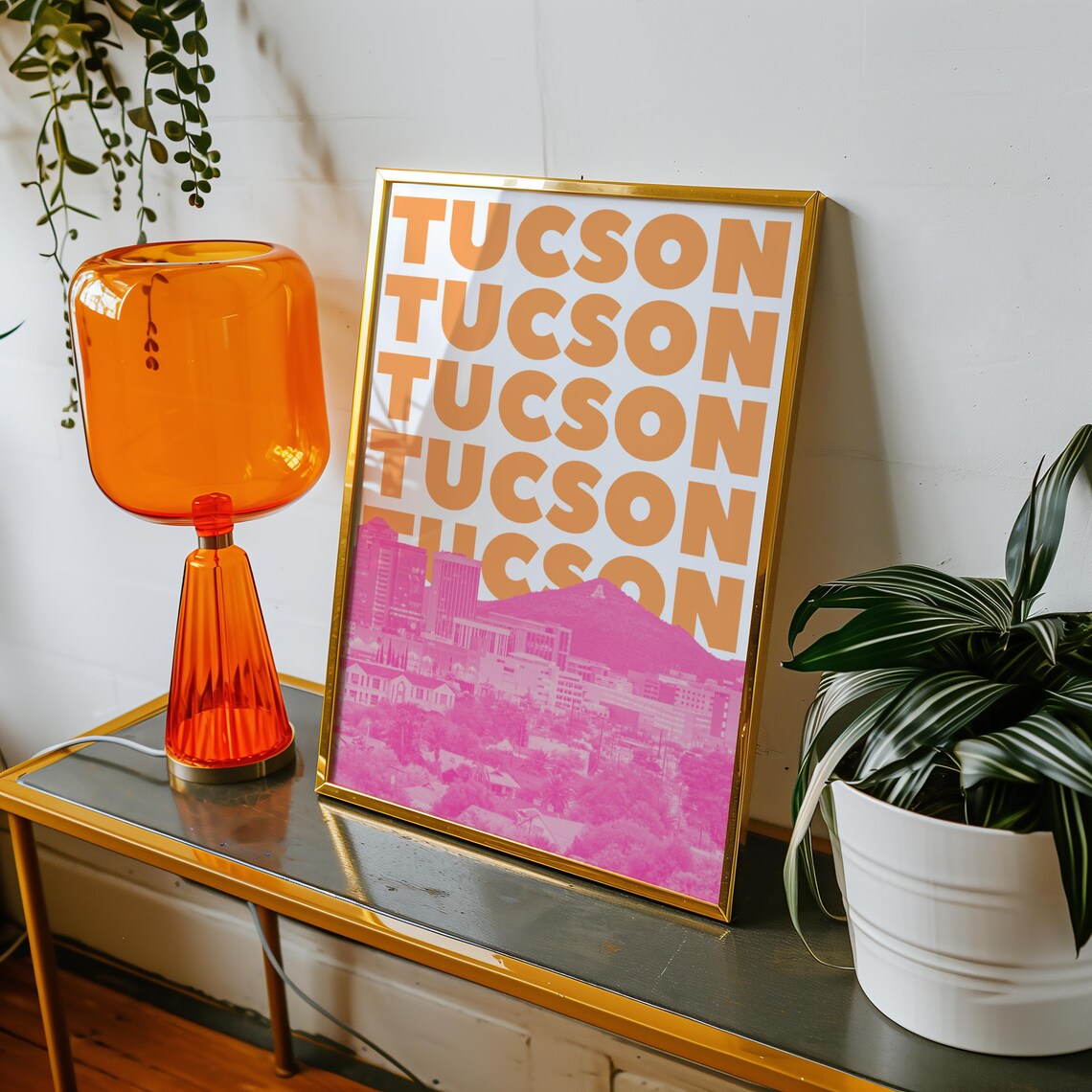 Tucson Print Digital Download Arizona Wall Art Pink Orange Tucson ...