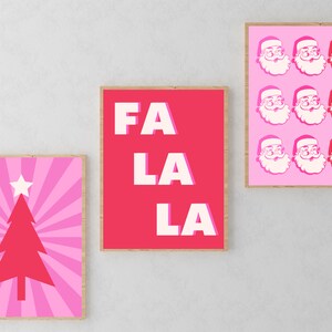 Pink Christmas Wall Art Retro Christmas Prints Pink Christmas Prints ...