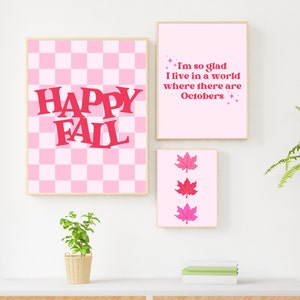 Pink Fall Decor Retro Fall Print Bundle Pink Autumn Decor Pink Pumpkins ...
