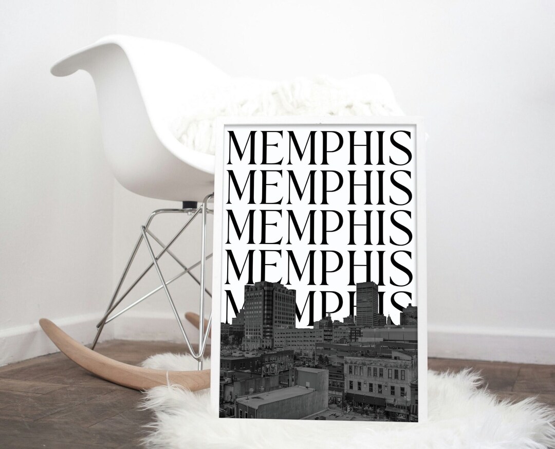 Memphis Art Print, Black White Skyline Poster, Tennessee Travel Print ...