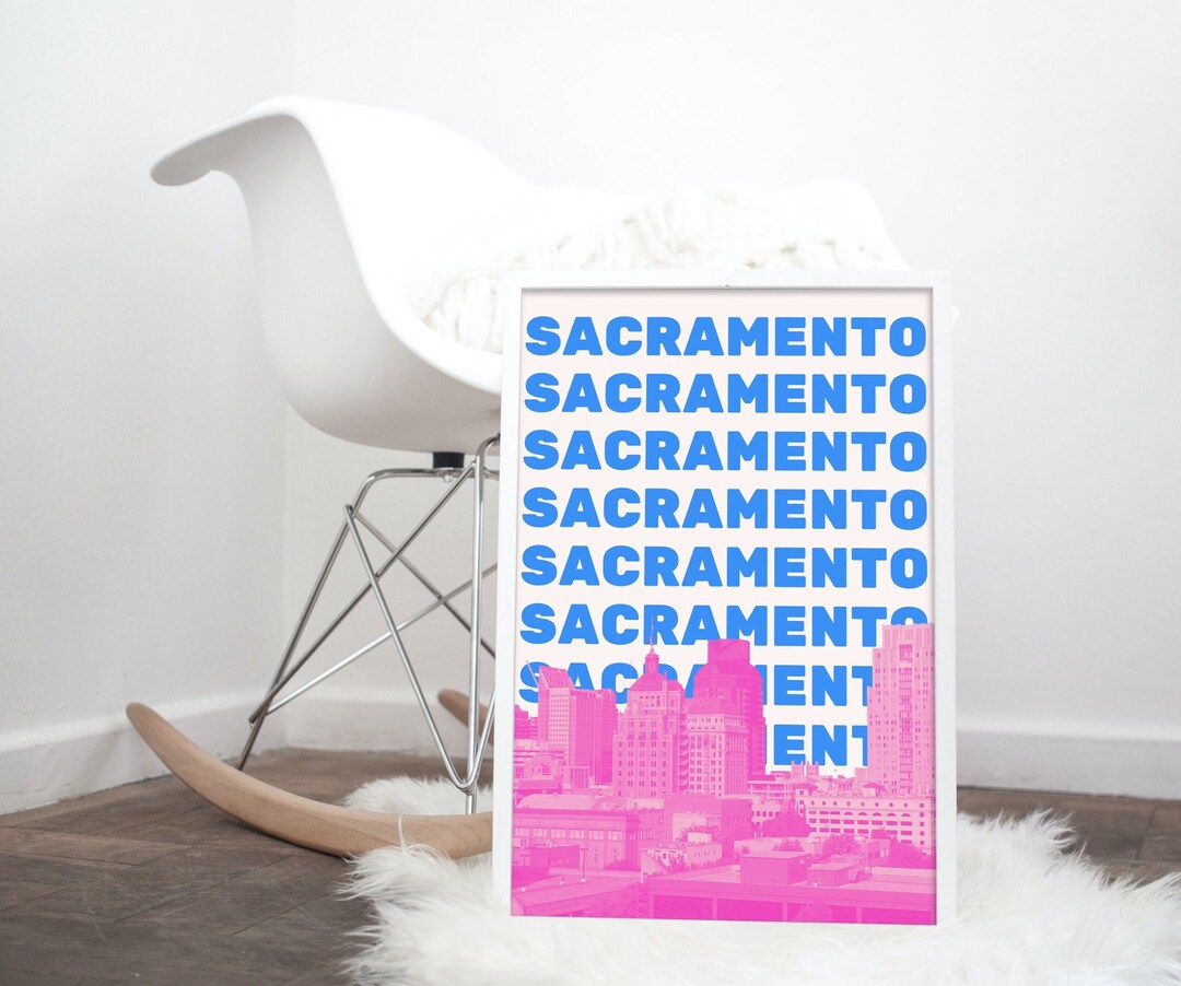 Sacramento Wall Art Print, Pink Digital Art, Sacramento Poster ...