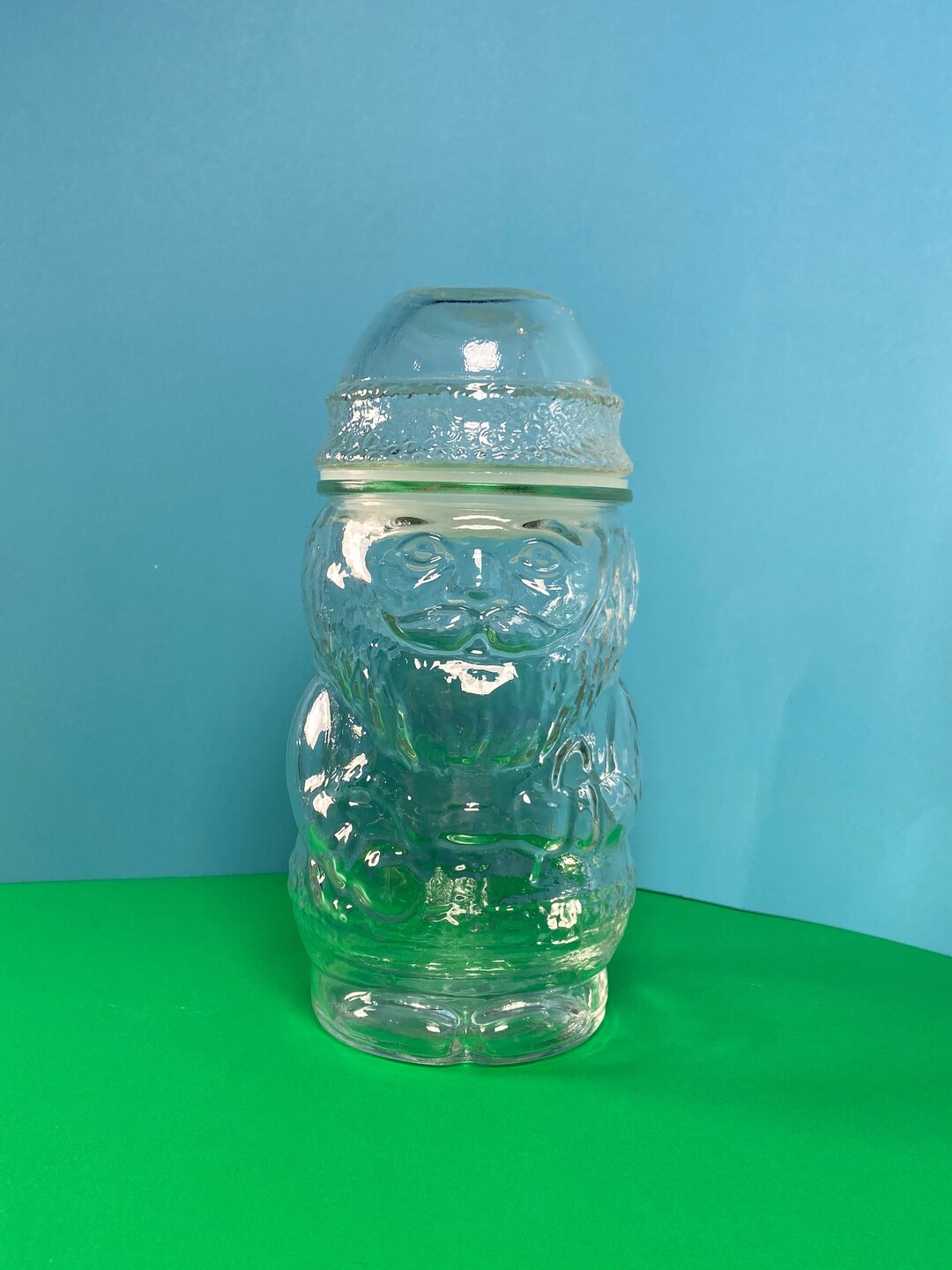 Vintage Libbey Glass Clear Santa Candy Jar Canister With Lid - Etsy