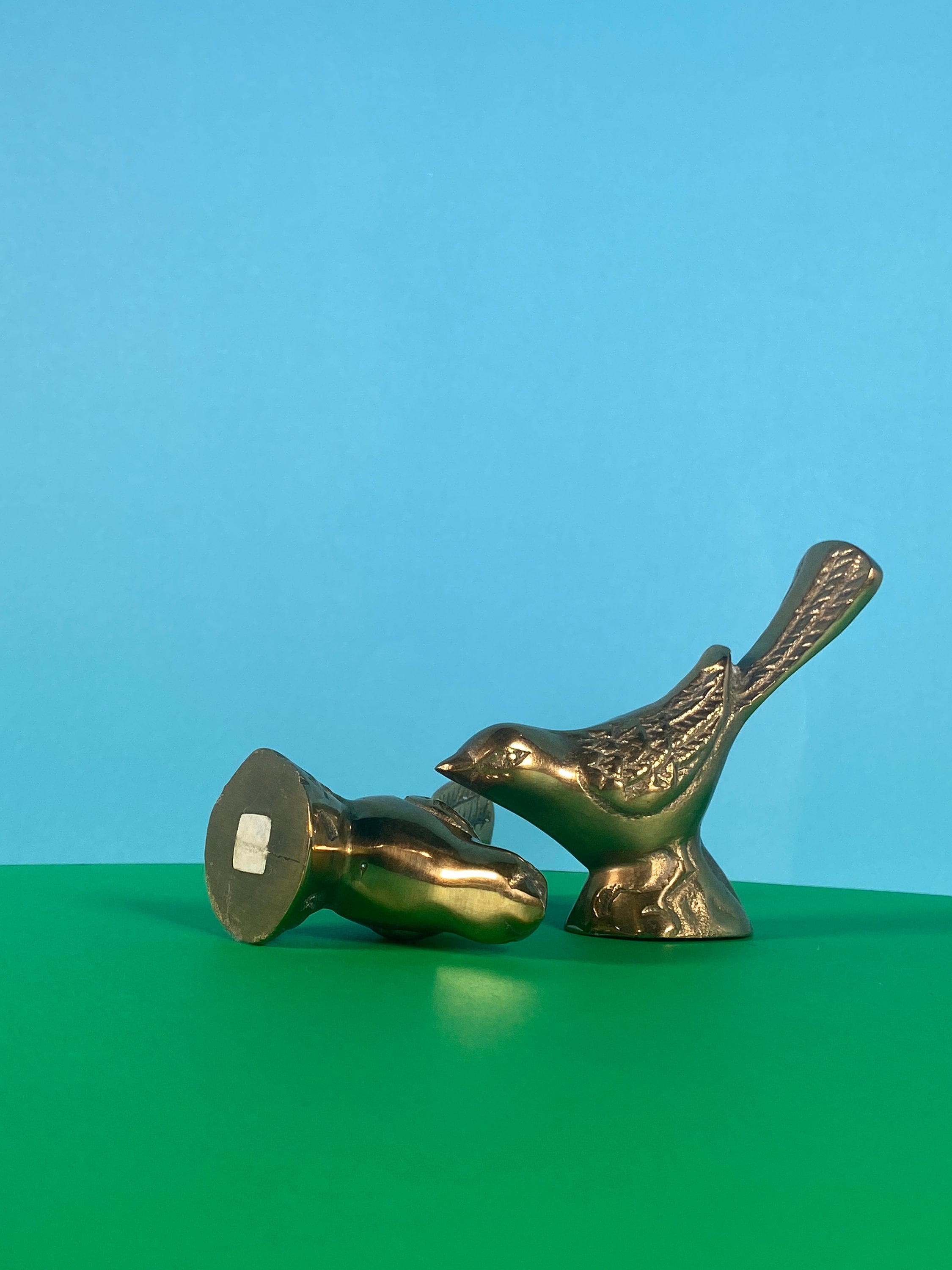 Vintage Brass Birds, Pair of Bird Sculptures, Mid Century Figurines ...