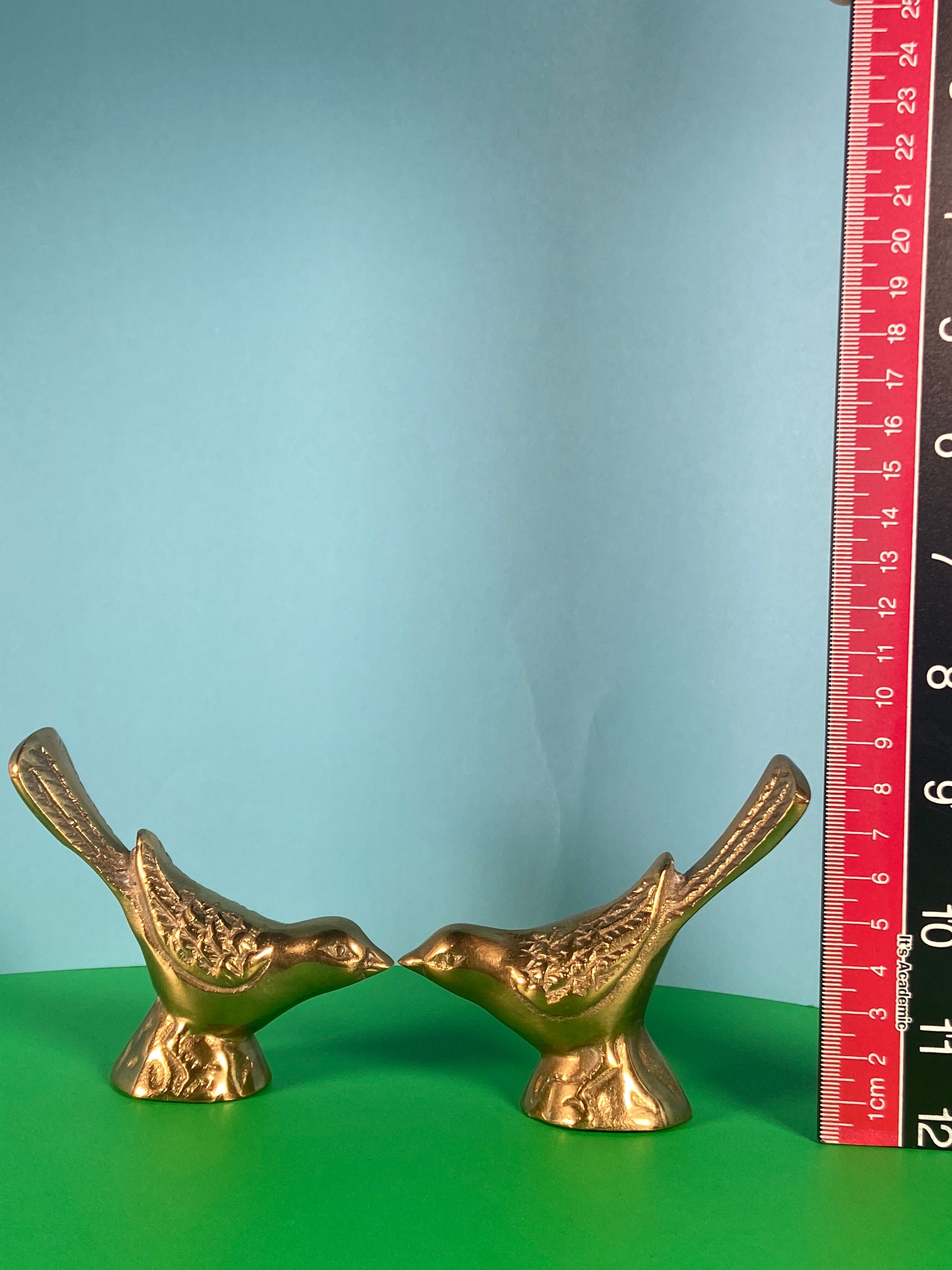 Vintage Brass Birds, Pair of Bird Sculptures, Mid Century Figurines ...