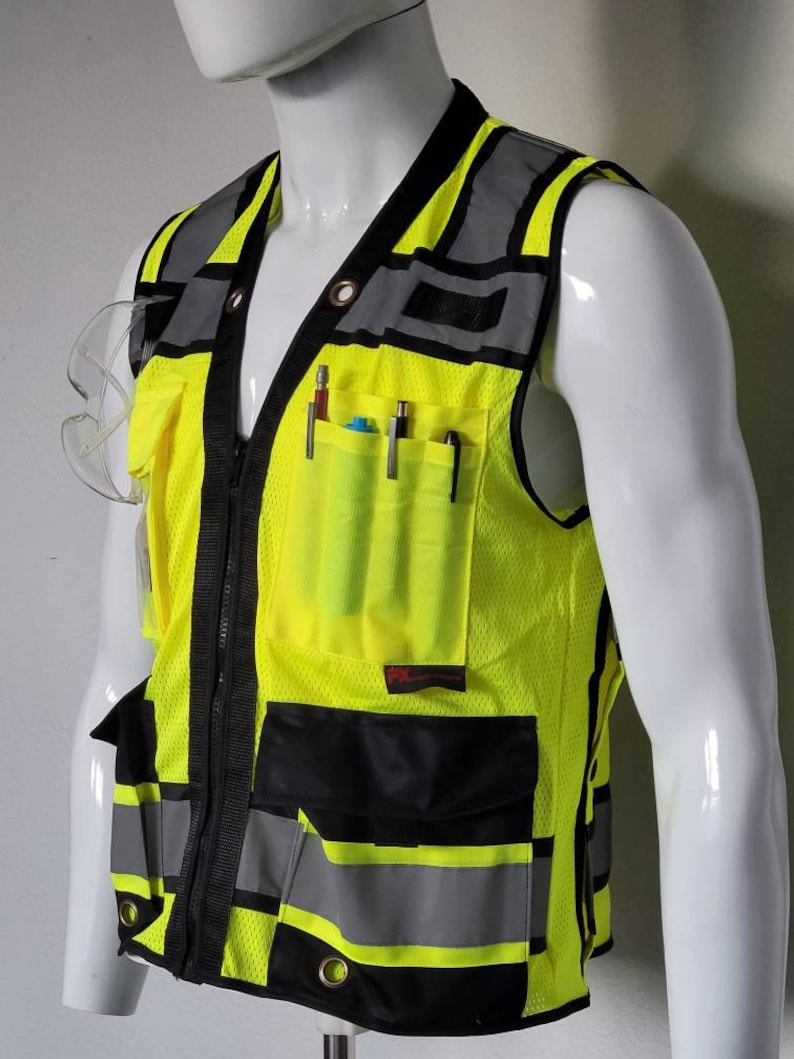 Yellow Superior Surveyor Safety Vest With Rear Tablet Pocket - Etsy