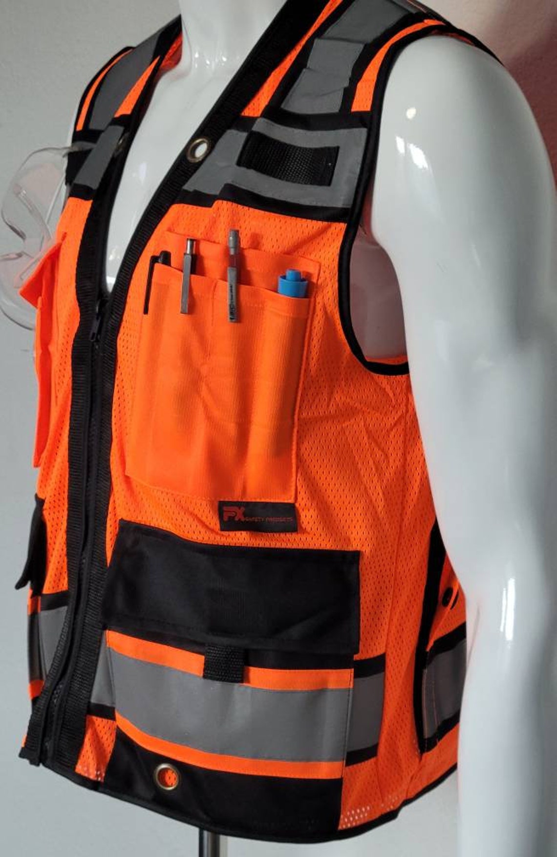 Orange Superior Surveyor Safety Vest With Rear Tablet Pocket - Etsy