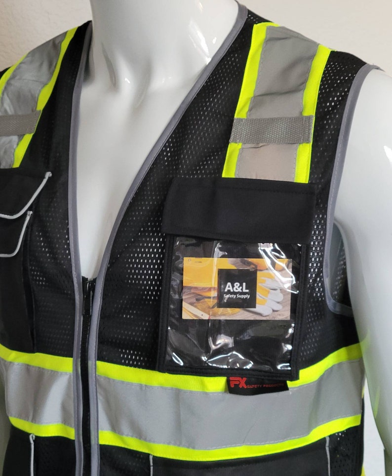 Class 2 Black Utility Safety Vest - Etsy