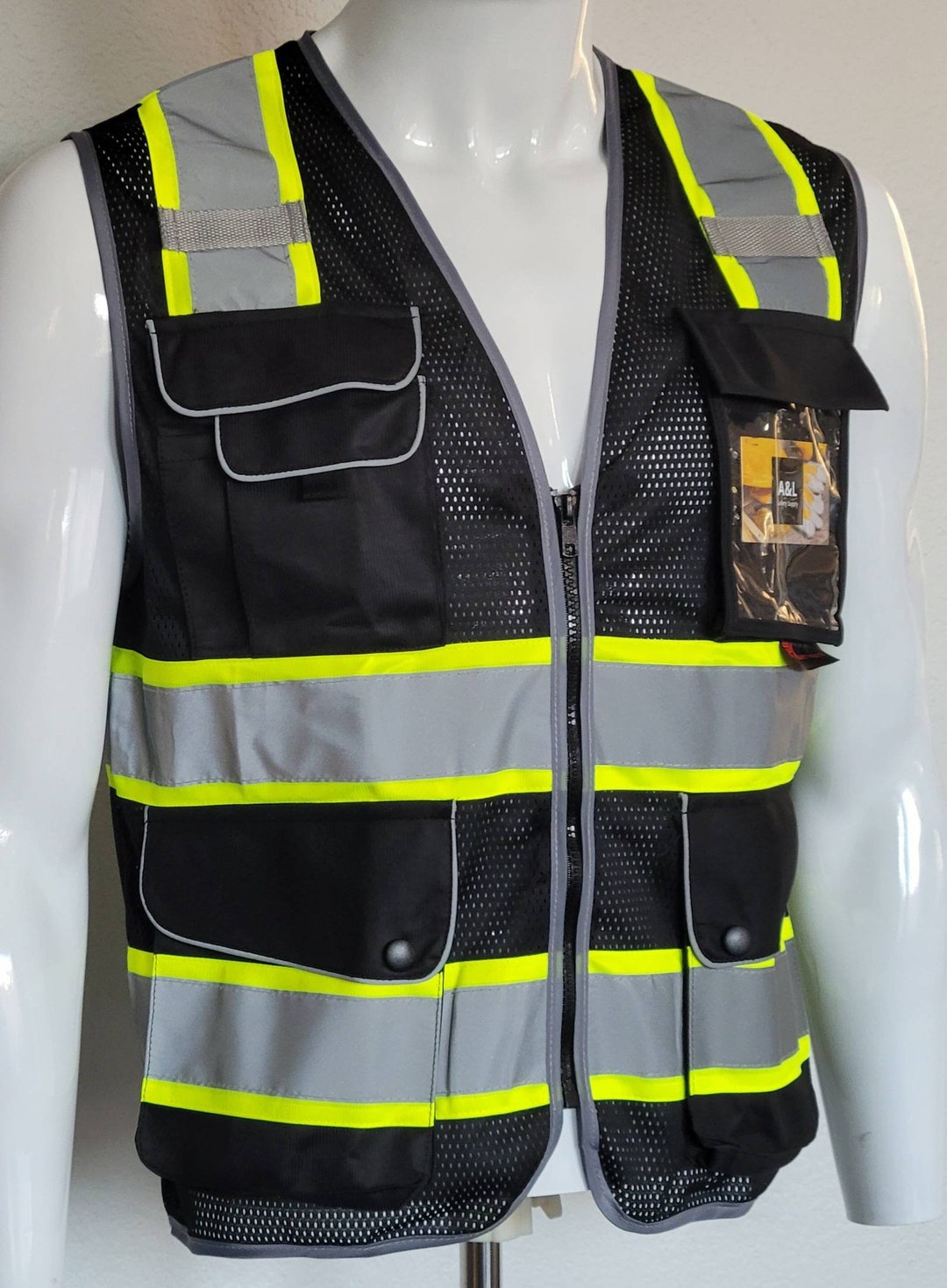 Class 2 Black Utility Safety Vest - Etsy
