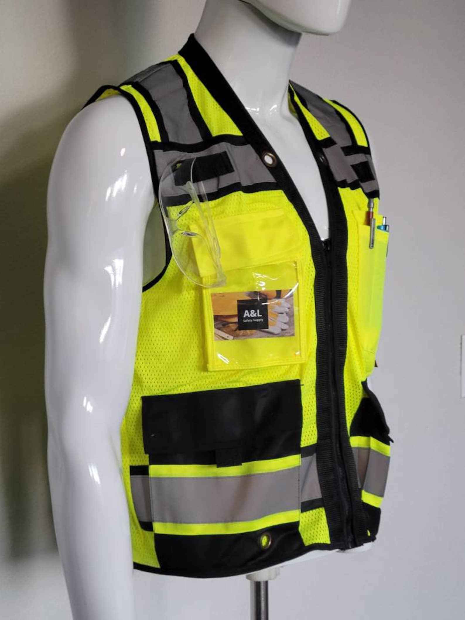 Yellow Superior Surveyor Safety Vest With Rear Tablet Pocket - Etsy