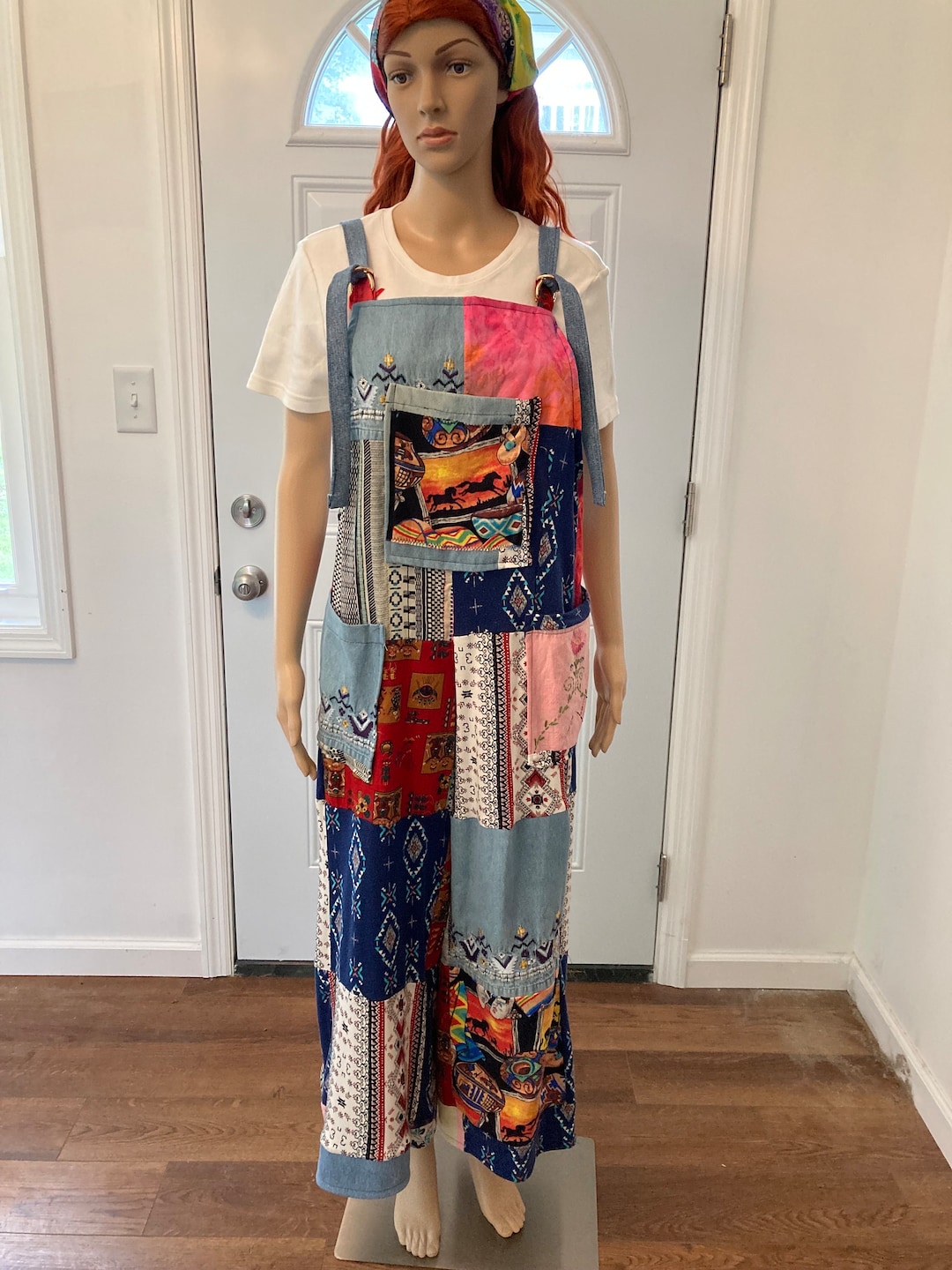 Patchwork Overalls: Upcycled Southwestern Wide Leg Jumpsuit - Etsy