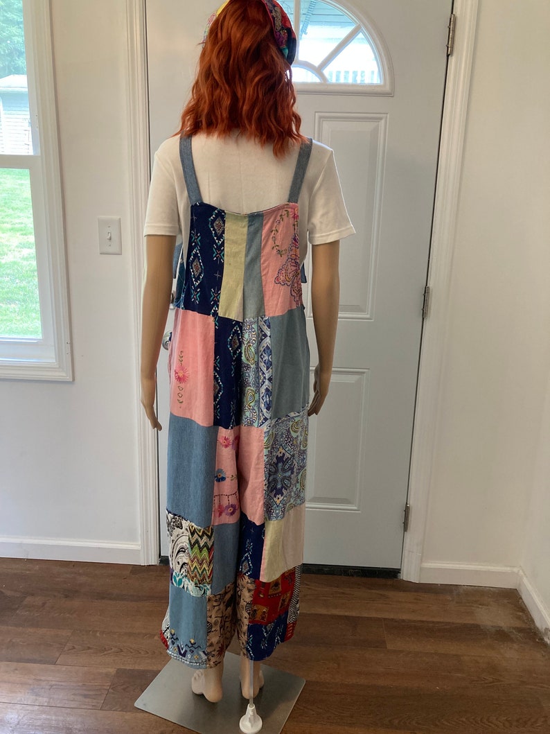 Patchwork Overalls: Upcycled Southwestern Wide Leg Jumpsuit - Etsy