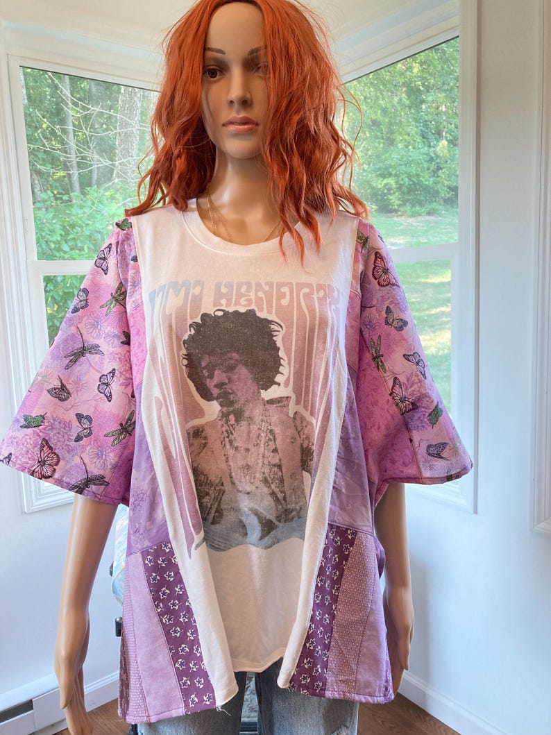 Jimi Hendrix Inspired Patchwork T Shirt Poncho Top - Etsy