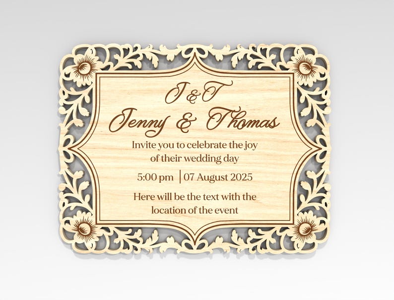 Laser Cut Wedding Invitation Cards 11 Set Svg,wooden Wedding Invitation ...