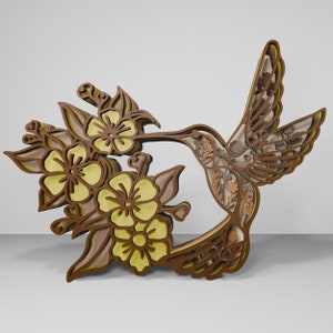 Colibrí multicapa con flores (SVG), Colibrí (SVG), Pieza artística de 7 ...