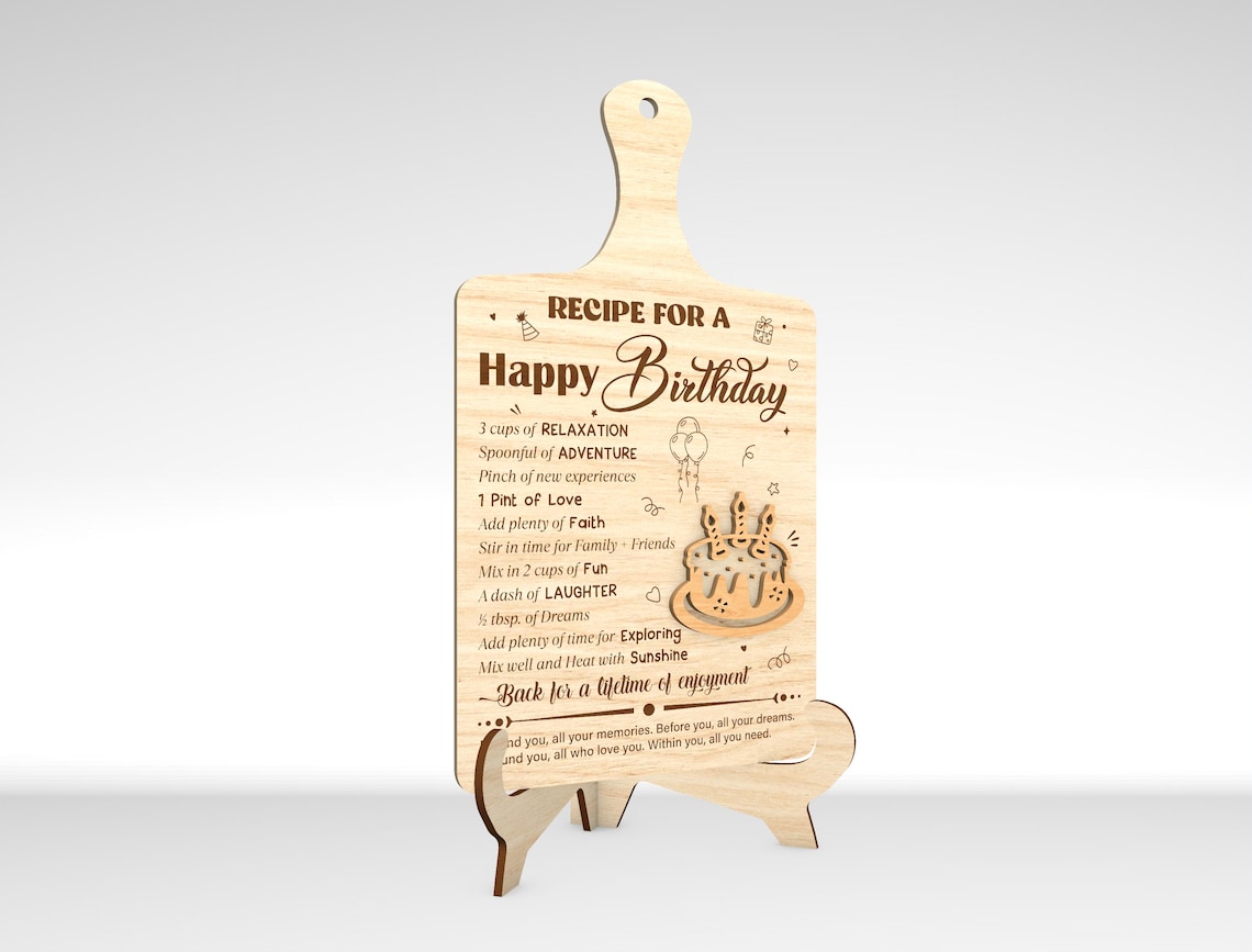 Happy Birthday Recipe Cutting Board Svg, Birthday Recipe Svg, Birthday ...