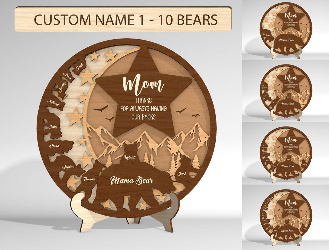 Personalized Mama Bear Thanks for Always Having Our Backs Sign SVG ...