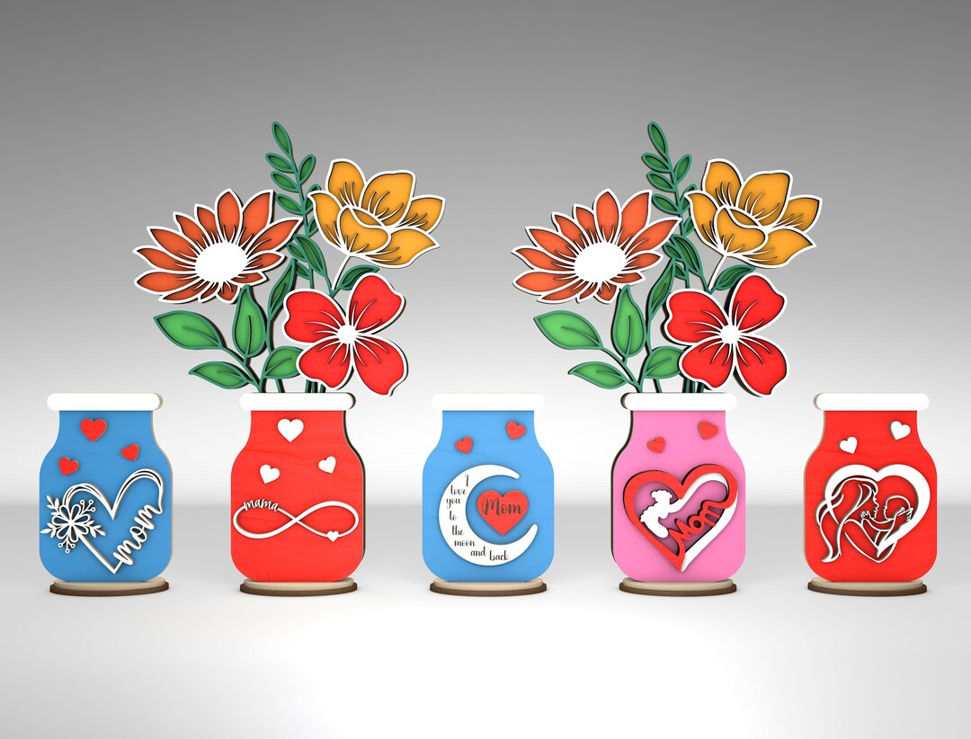 Mothers Day Flowers & Vase With Stand SVG, Gift for Mom, Mothers Day ...