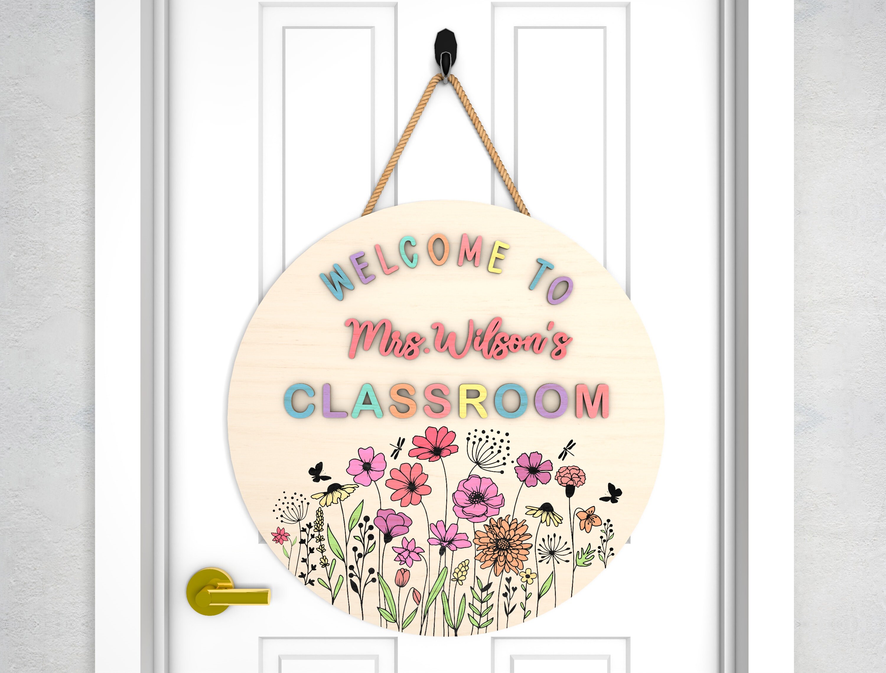 Personalized Teacher Round Door Sign SVG, Gift for Teacher, Teacher ...