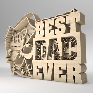 Multilayer Best Dad Ever Scene Art SVG, Fishing Dad Svg, Fishing Scene ...