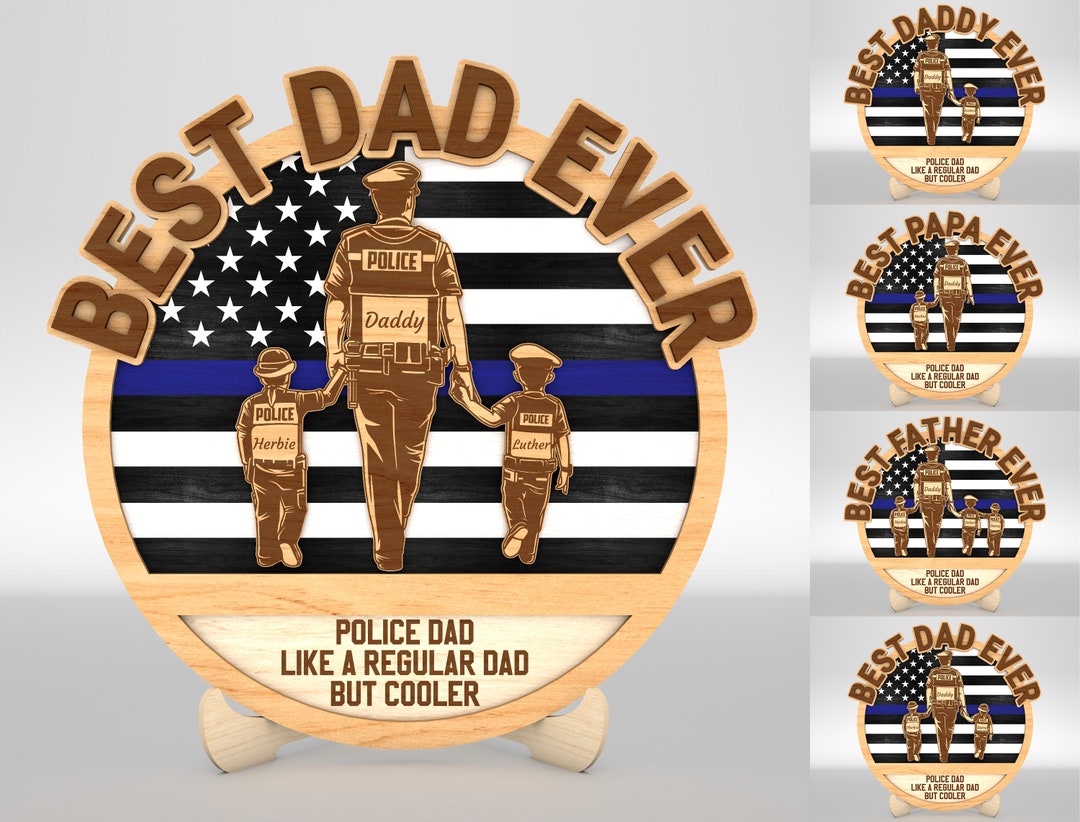 Personalized Police Dad and Kids US Flag Sign SVG, Sheriff Officer Svg ...