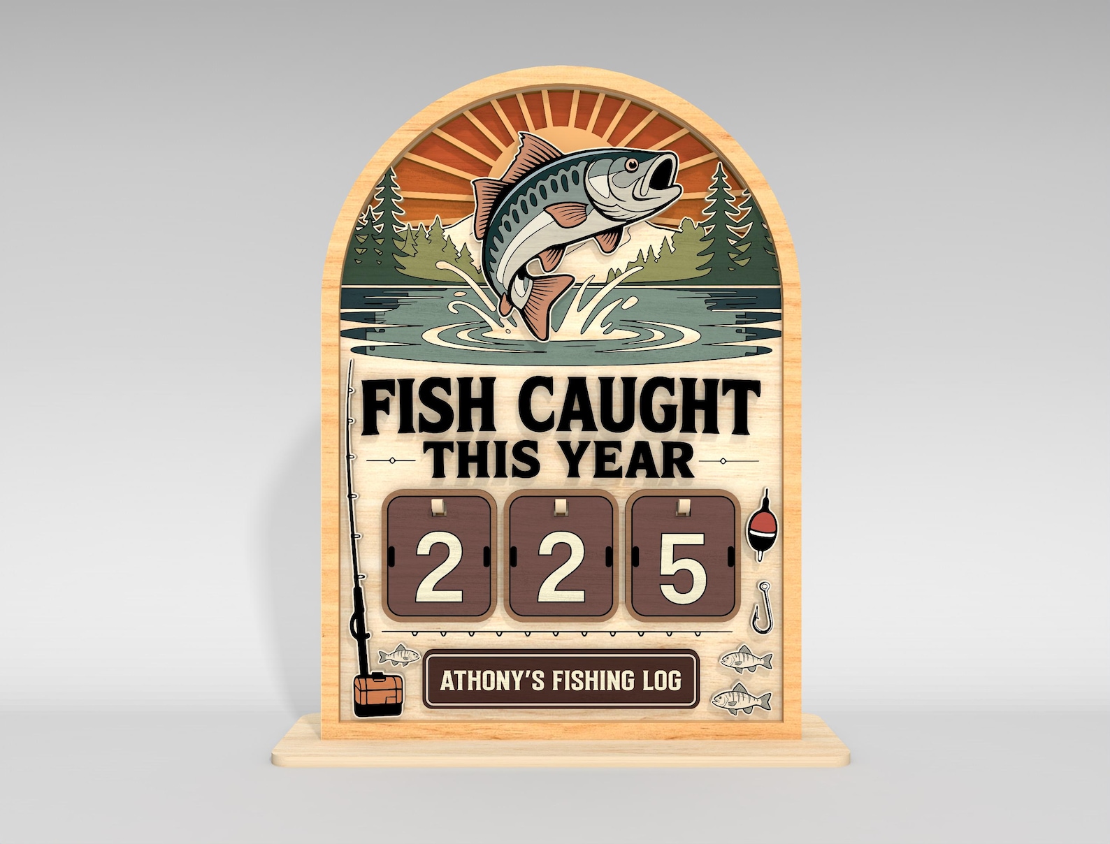 Fish Caught This Year Tracker Sign SVG, Personalized Angler Log Count ...