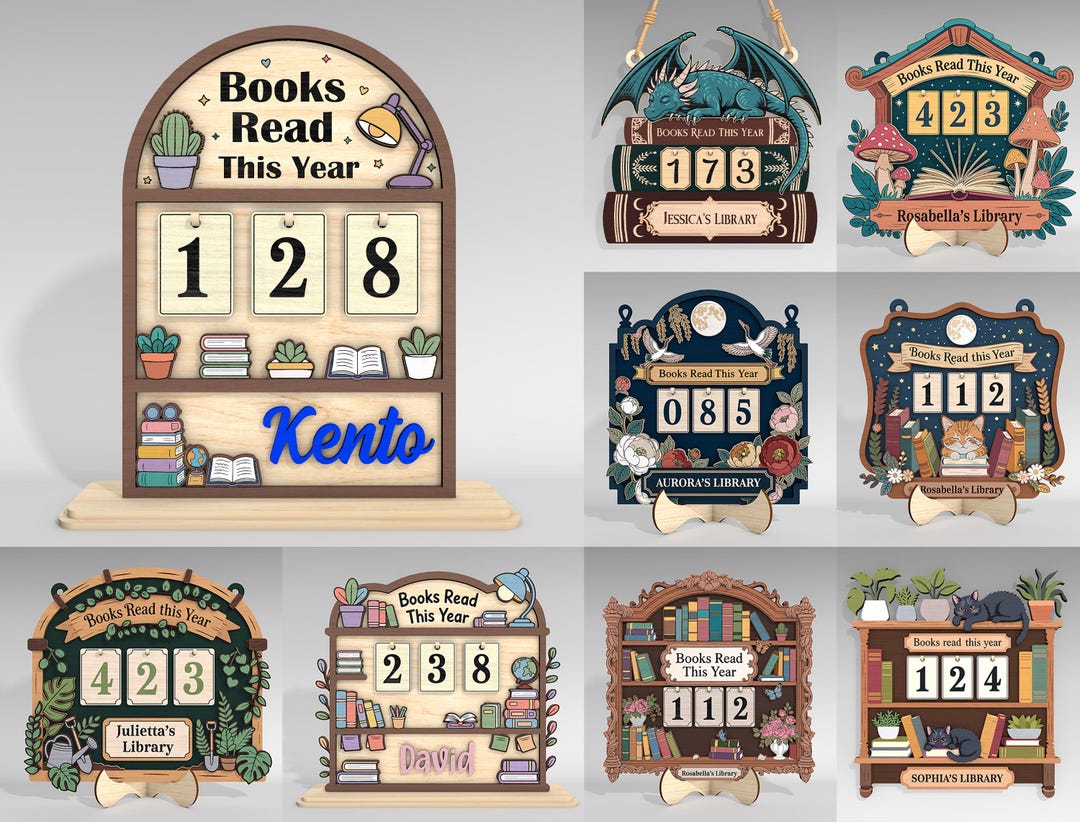 Personalized Book Read Tracker Sign Laser Cut, Books Read This Year ...