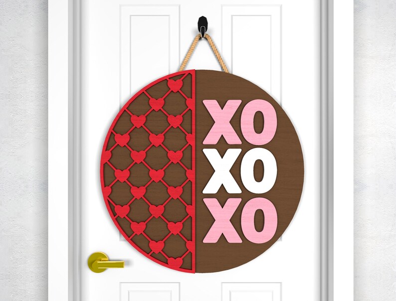 Happy Valentines Day Door Sign SVG Bundle, Heart Welcome Sign Laser Cut ...