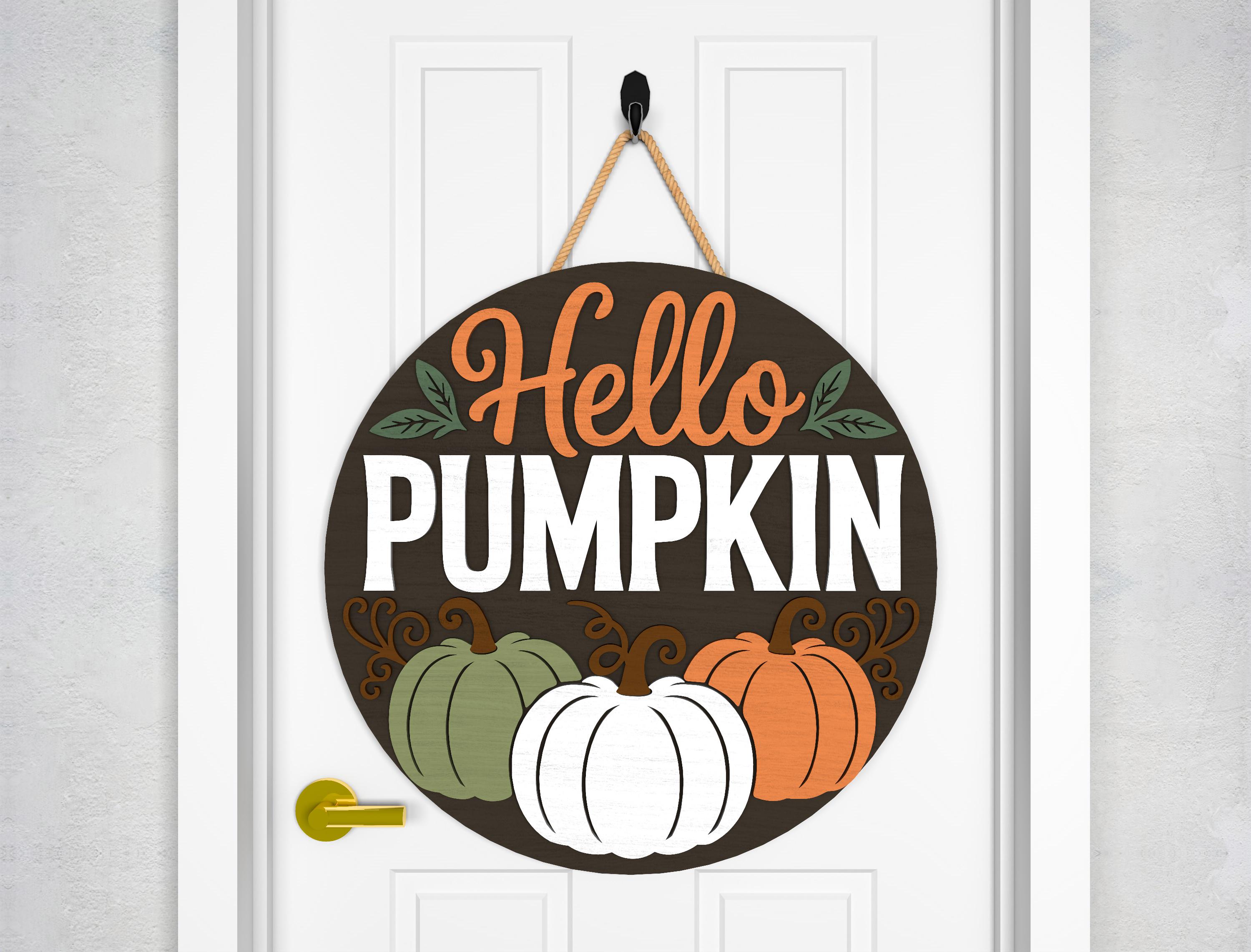 Fall Door Sign SVG Bundle, Autumn Pumpkin Sign Laser Cut Files, Welcome ...
