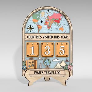 Countries Traveled This Year Tracker Sign SVG, Personalized Travel Log ...