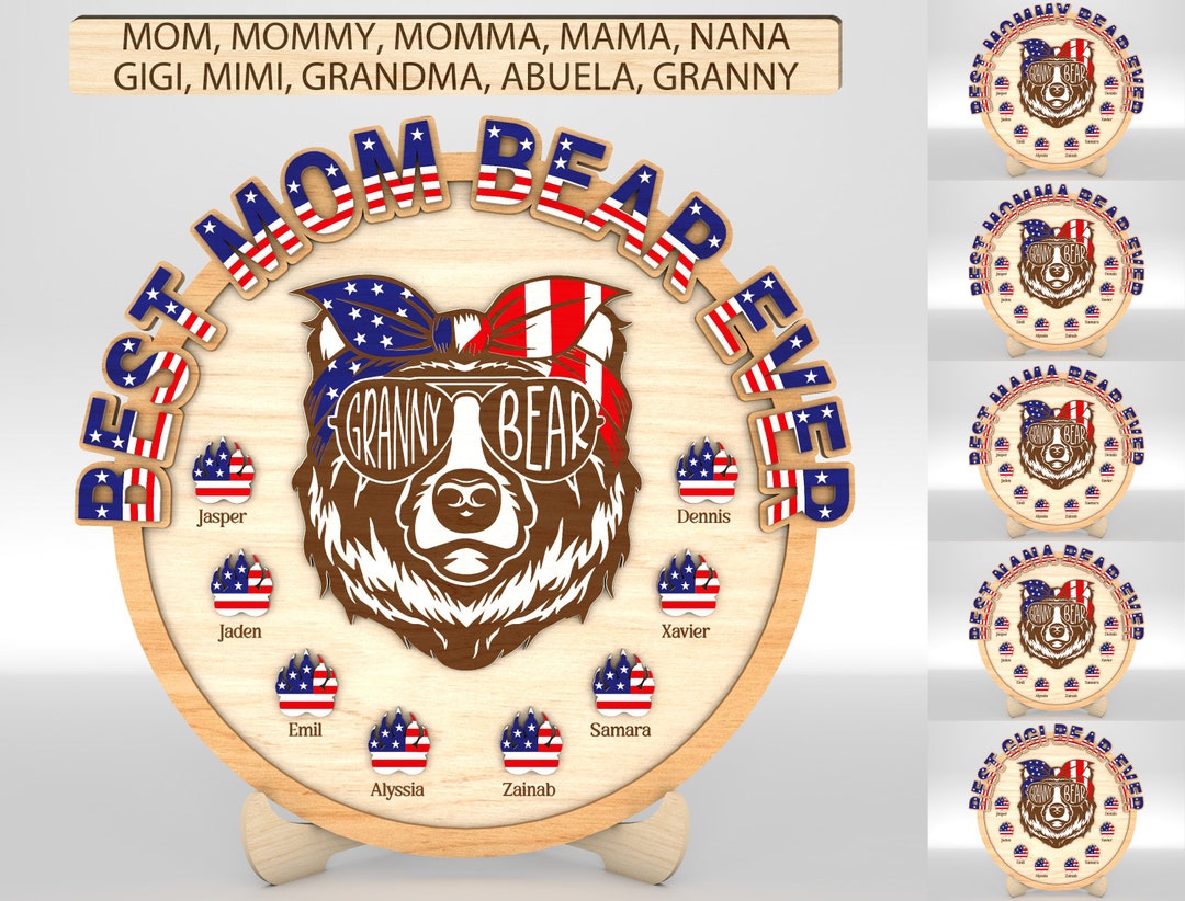 Personalized Patriotic Mama Bear Sign SVG, Best Mama Bear Ever Svg,gift ...