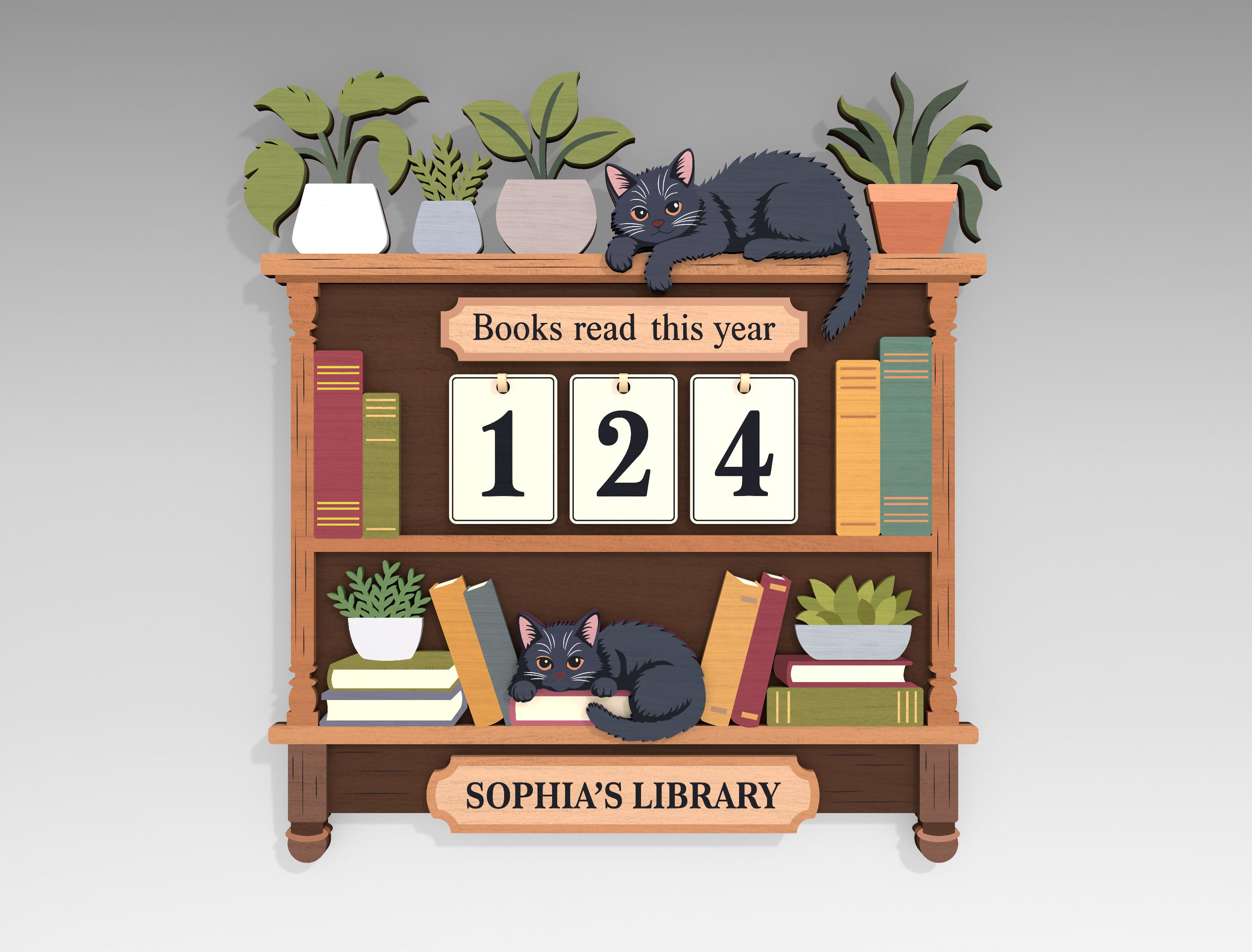 Personalized Book Read Tracker Sign Laser Cut, Books Read This Year ...