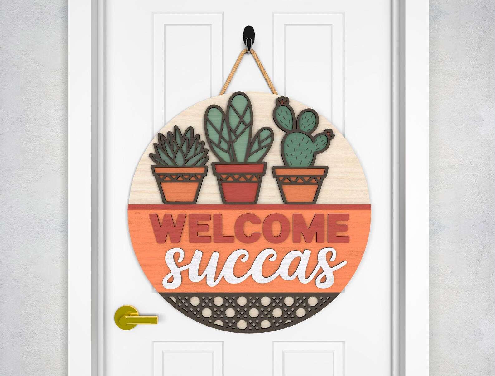 Succulent Round Sign SVG, Succulent Svg, Cactus Welcome Sign Svg ...