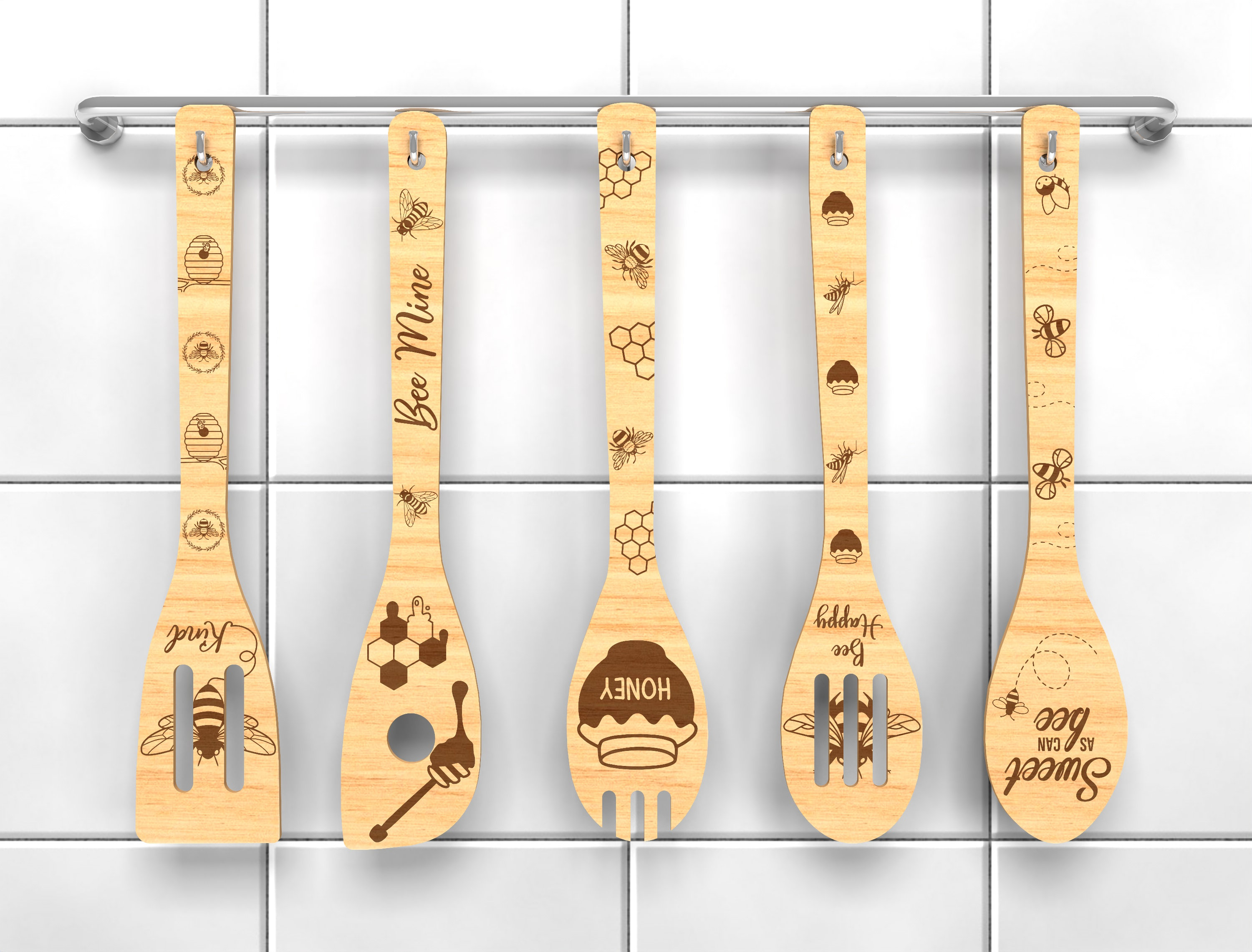 Bee Wooden Spoons Svg, Bee Lovers Svg, Kitchen Gift Svg, Spoon ...