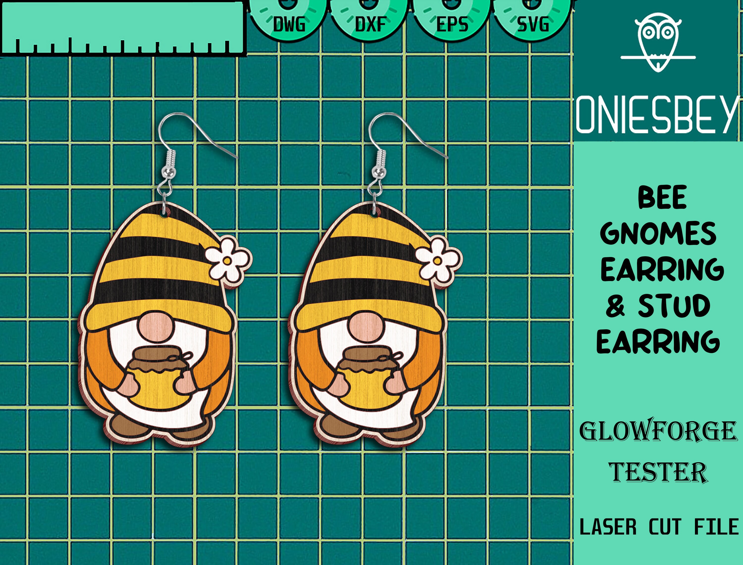 Bee Gnomes Earrings Svg Bundle, Stud Earring Svg,gift for Her, Summer ...