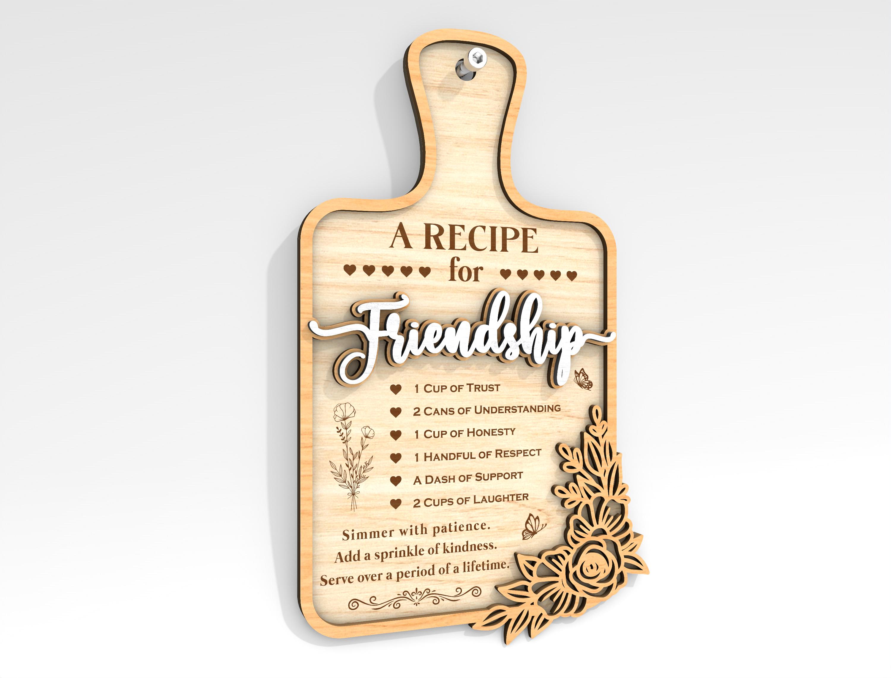 Personalized Friendship Recipe Cutting Board Svg, Recipe Svg, Gift for ...