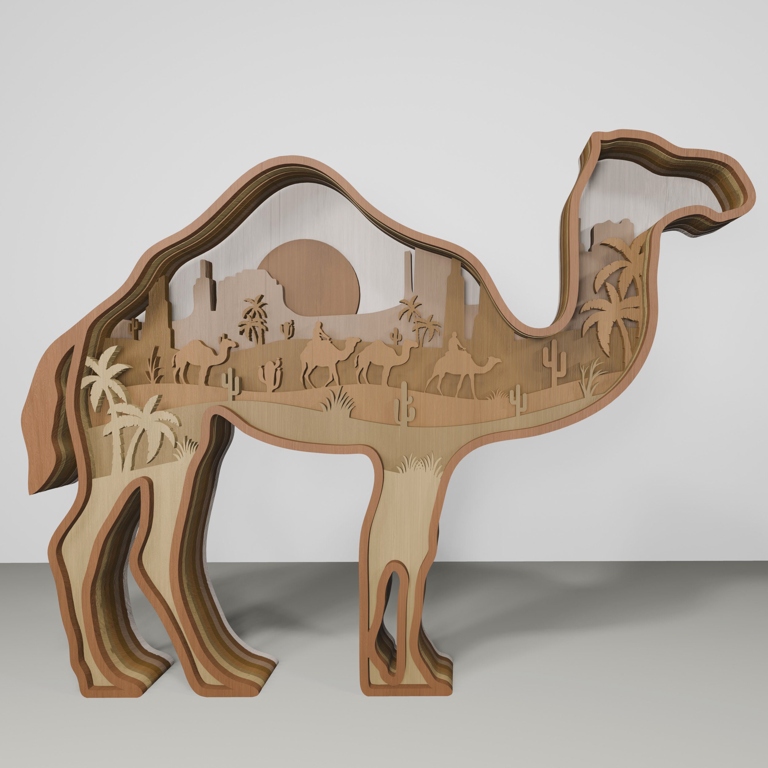 Multilayer Camel Scene Art Svg, 3D Layered Camel Art Svg, Camel Svg, 8 ...