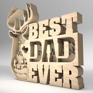 Multilayer Best Dad Ever Scene Art SVG, Hunting Dad Svg, Hunting Scene ...