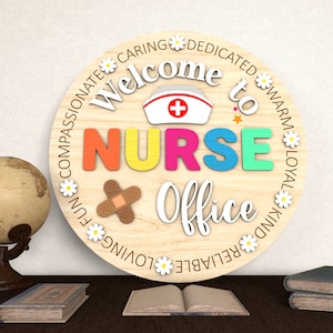 Welcome to Nurse Office Round Sign SVG, Gift for Nurse, Nurse Welcome ...