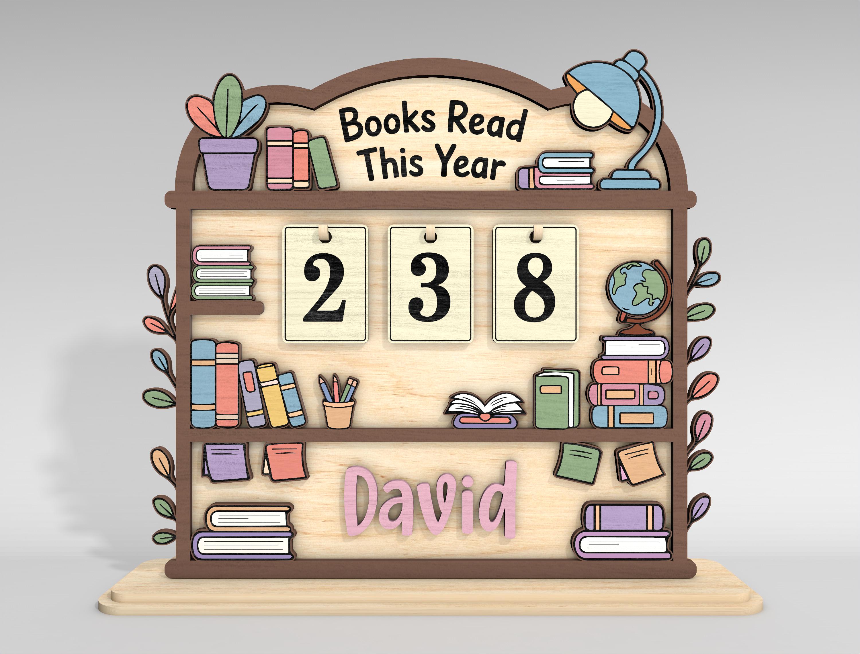 Personalized Book Read Tracker Sign Laser Cut, Books Read This Year ...