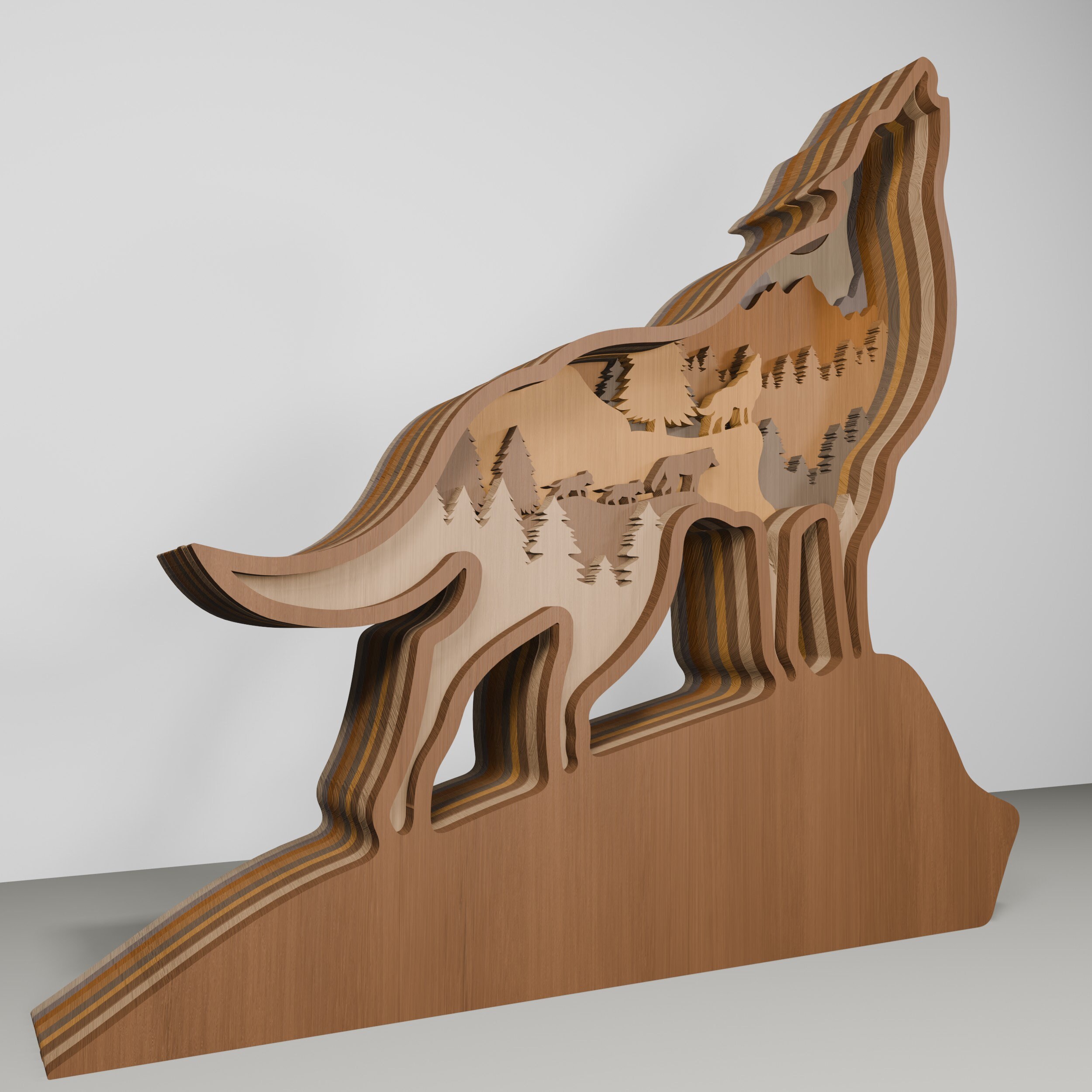 Multilayer Wolf Scene Art Svg, 3D Layered Wolf Art Svg, Wolf Svg, 9 ...