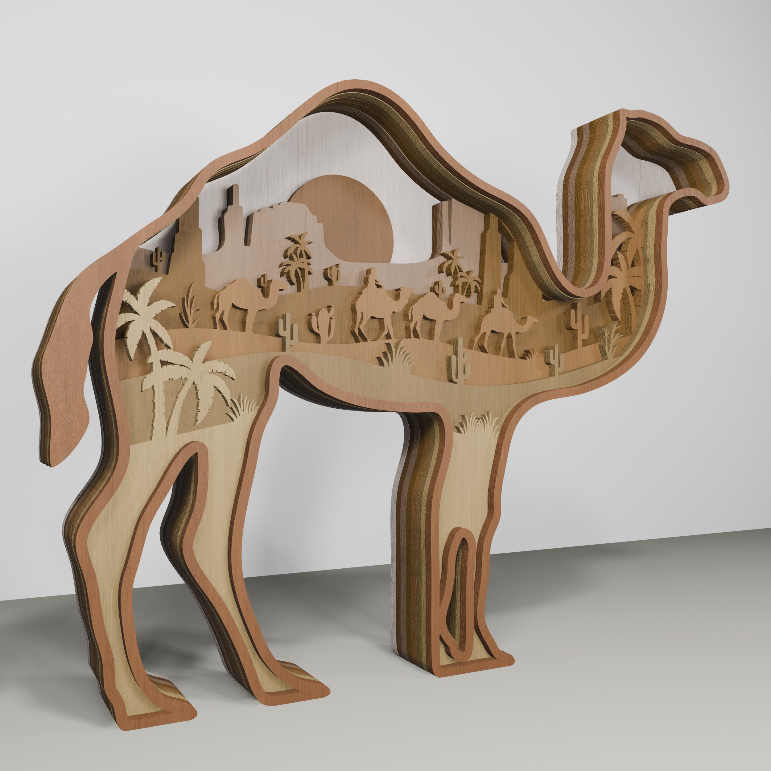 Multilayer Camel Scene Art Svg, 3D Layered Camel Art Svg, Camel Svg, 8 ...