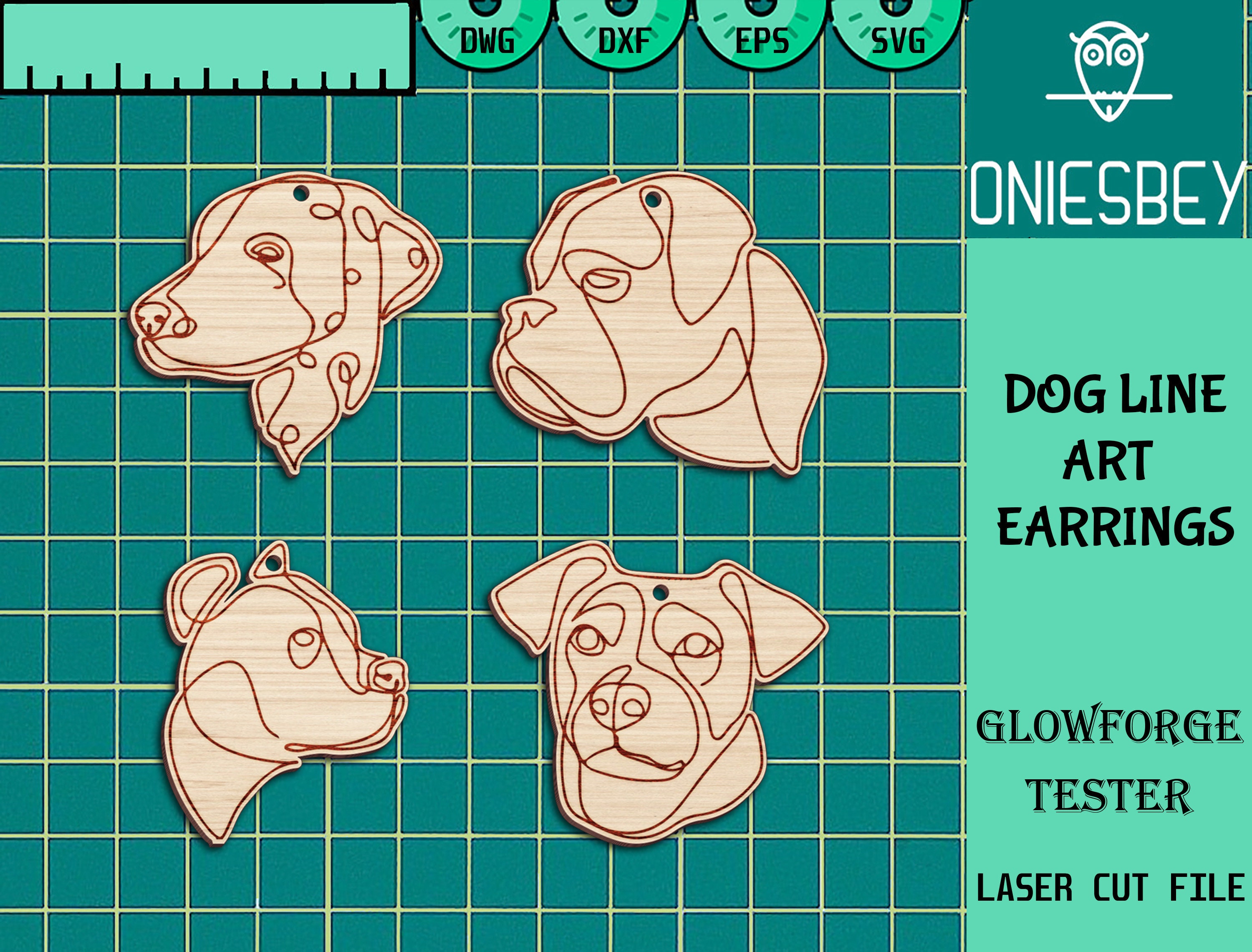 Dog Line Art Earrings Svg Bundle, Animal Earring Svg, Earrings Laser ...