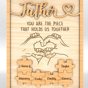 Personalized Fathers Day Puzzle Sign SVG, Family Hands Sign Svg, Gift ...