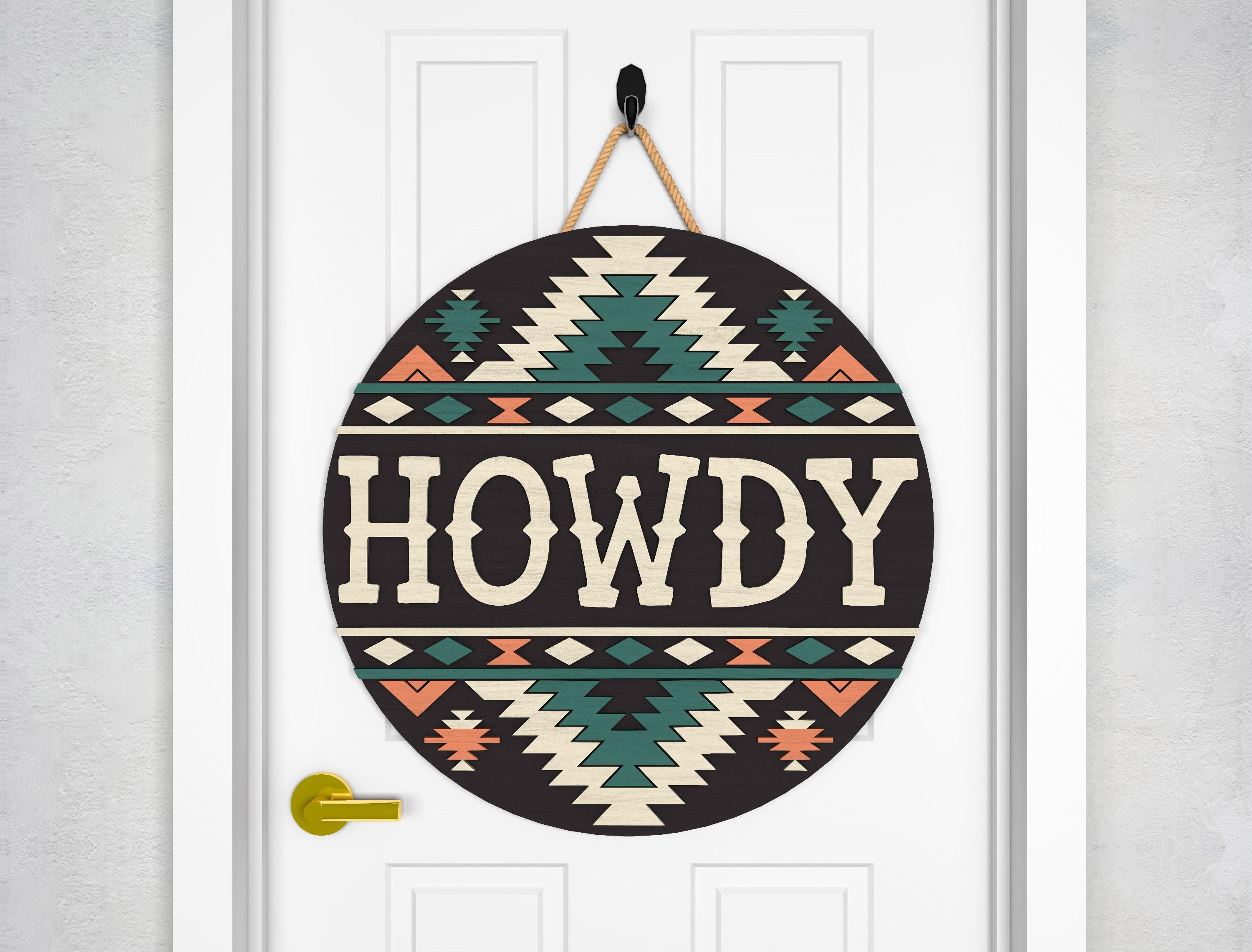 Western Door Sign SVG Bundle Svg, Bull Cactus Texas Howdy West Round ...
